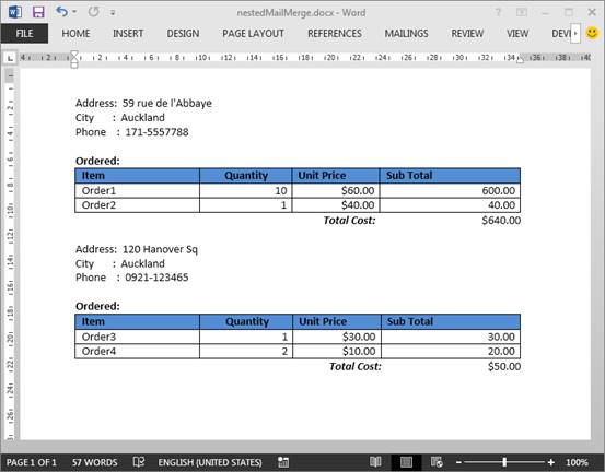 How to Perform a Mail Merge in a Word Document in Java